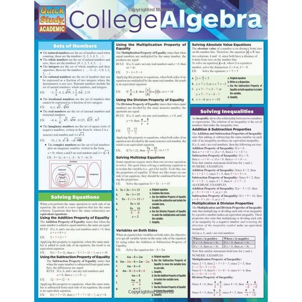 QuickStudy | College Algebra | NDSU Bookstore
